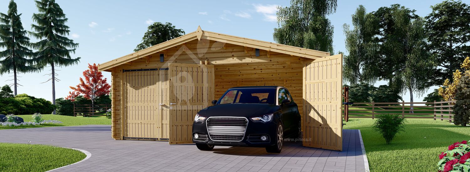 Garage in legno doppio (44 mm), 6x6 m
