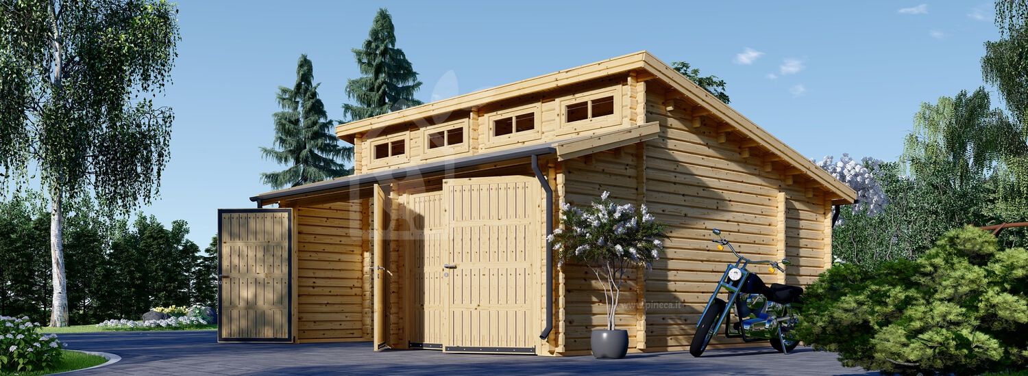 Garage in legno doppio TWIN (44 mm) 6x6 m