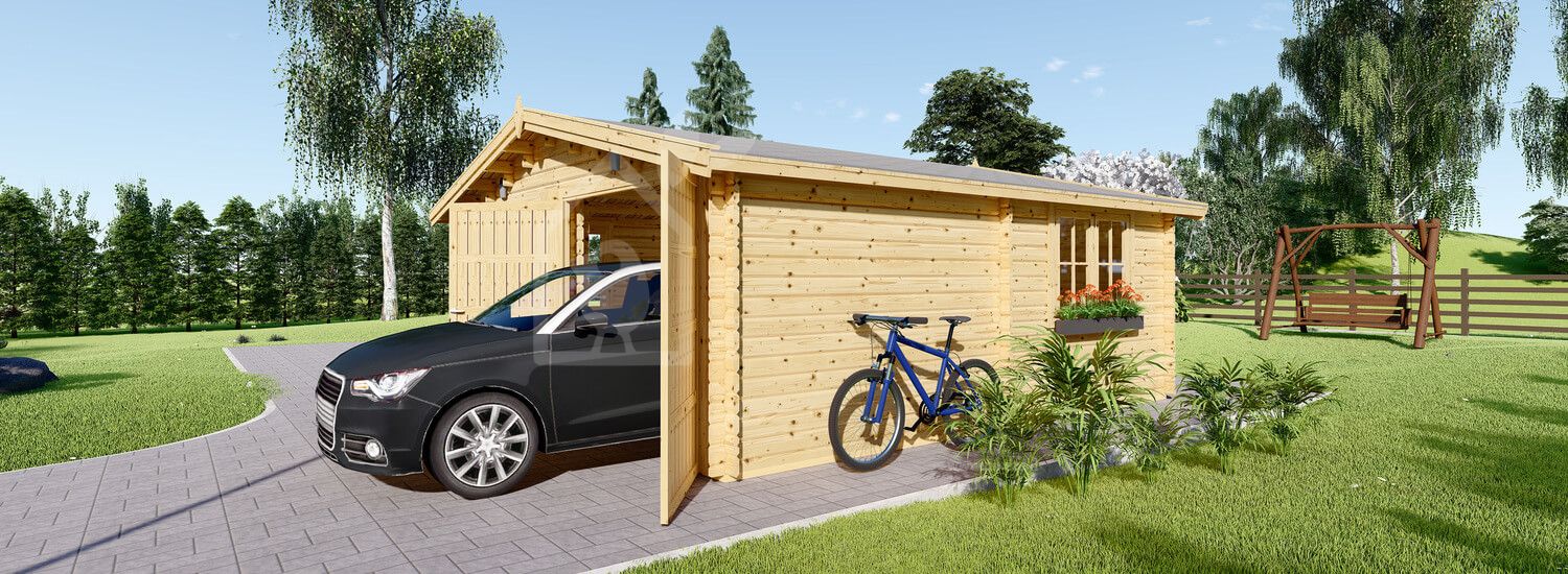 Garage in legno doppio (44 mm), 6x6 m