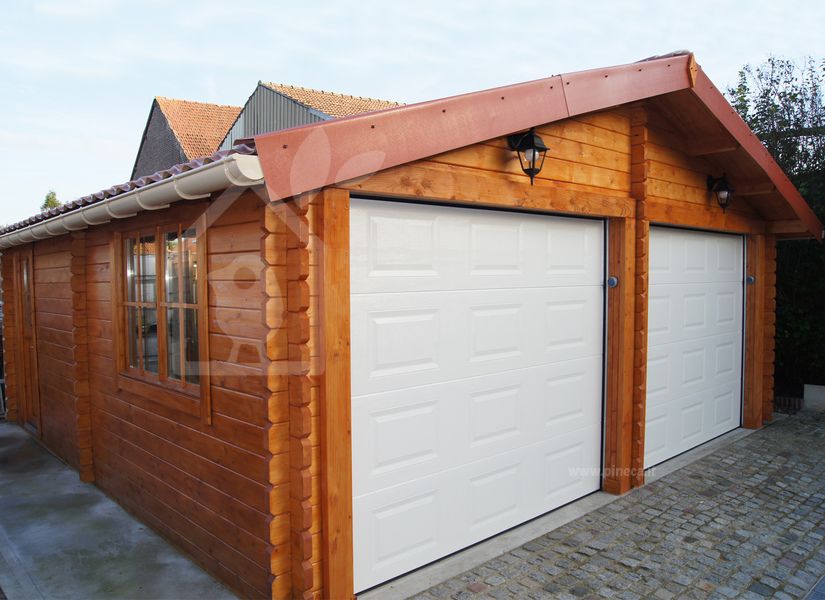Garage in legno doppio CLASSIC DUO (44 mm), 6x6 m, 36 m²